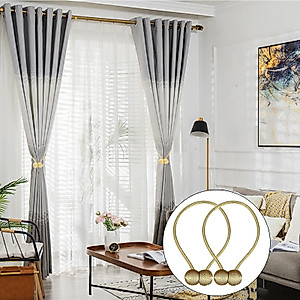 CLAURE 2 Pack Magnetic Curtain Ties, Magnetic Curtain Holder, Curtain Tie Back,Magnetic Curtain tiebacks Hand Braided Cord, Stronger Magnetic for Thin or Thick Decorative Curtains Home Bedroom Office