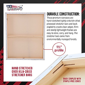 U.S. Art Supply 24 x 36 inch Gallery Depth 1-1/2" Profile Stretched Canvas, 3-Pack - 12-Ounce Acrylic Gesso Triple Primed, Professional Artist Quality, 100% Cotton - Acrylic Pouring, Oil Painting