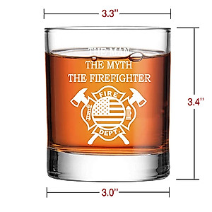 Perfectinsoy The Man The Myth The Firefighter Whiskey Glass, Firefighter Whiskey Glass, Firefighter Gifts, Fireman Retirement Gifts, Fireman Graduation, Fathers Day Gift for Fire Fighter