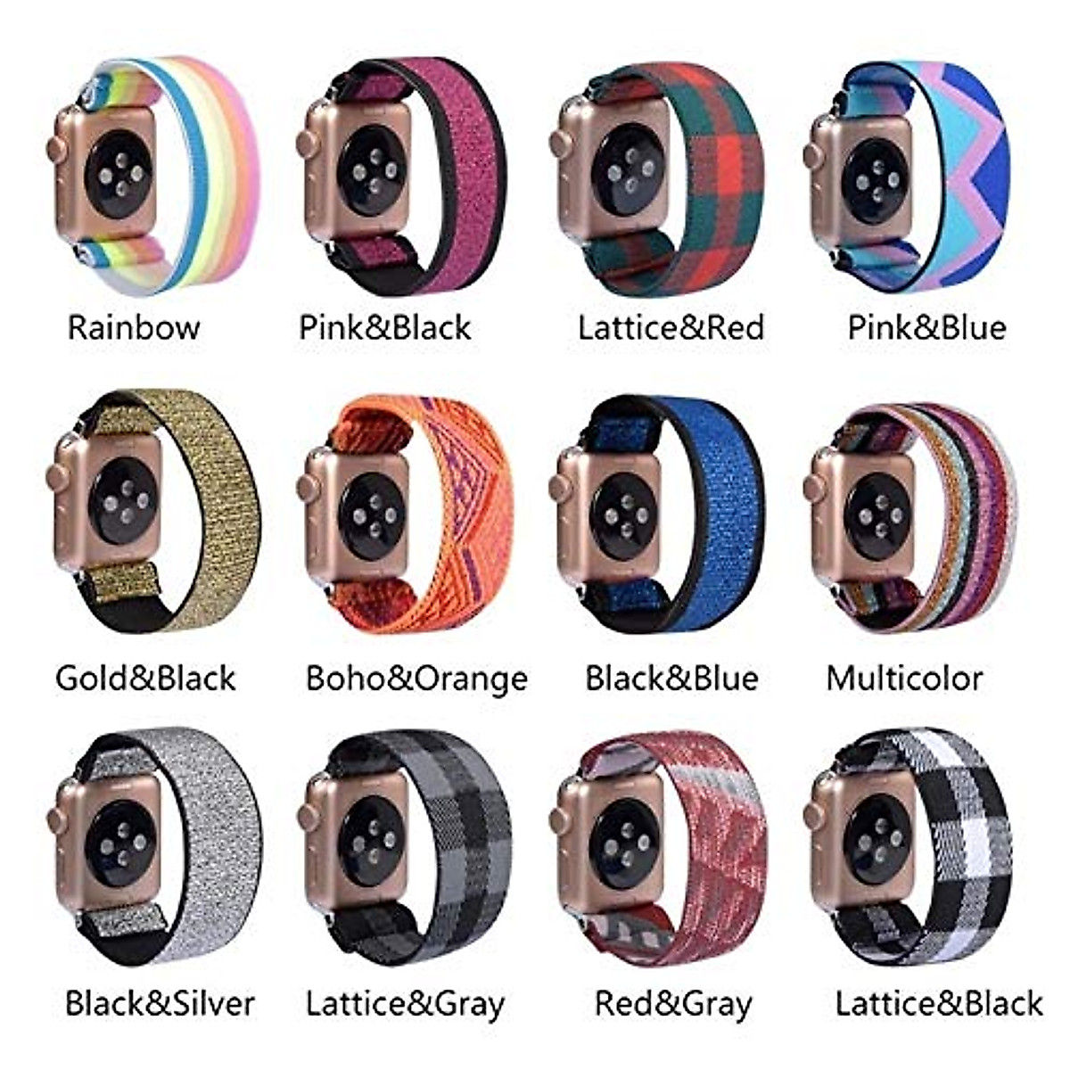 WSGGFA Bohemia Elastic Nylon Loop Band for Apple Watch 6SE Strap 38/40mm 42/44mm for Iwatch 5/4/3 2 Man Women Watch Band (Band Color : Boho Purple, Band Width : 42mm 44mm M L)
