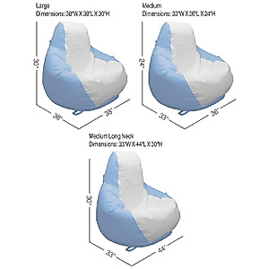 JoyBean Outdoor Bean Bag Chair - Water Resistant Marine Vinyl Ideal for Yacht Boat Pool Patio Garden Marine - Lawn Chair - Patio Furniture - for Adults Teens Kids (Large, White/Carolina Blue)