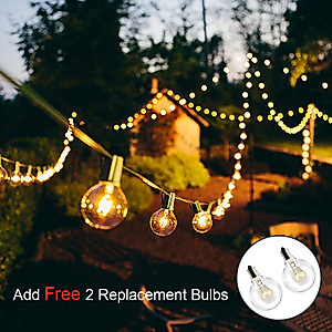 Upook Outdoor String Lights G40 Globe Patio Lights 25 Ft 27 Clear Bulbs (2 Spare) Indoor Commercial Decor Outdoor Lights Connectable Waterproof for Christmas Party Wedding Garden Porch Deck, Black…