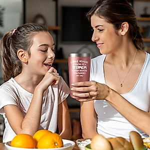 Lifecapido Stepmom Gift, Stepmom 20oz Tumbler with Lid and Straw, I Smile Because You Are My Stepmom Stainless Steel Travel Tumbler, Mother’s Day Gift Birthday Gift for Stepmom Bonus Mom, Rose Gold