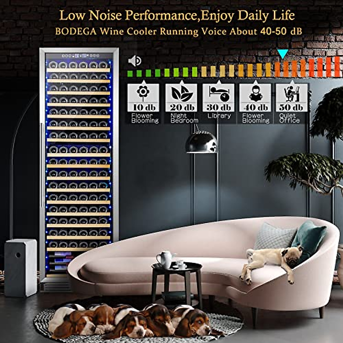 BODEGA 24 Inch Wine Cooler, 176 Bottles Wine Refrigerator with High-Capacity, Built-in & Freestanding Wine Fridge with Advanced Cooling Compressor for Red, Rose and Sparkling Wines,Quiet Operation