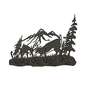 Things2Die4 Brown Laser Cut Metal Deer Hook Rack Decorative Wall Mounted Key and Coat Hanger