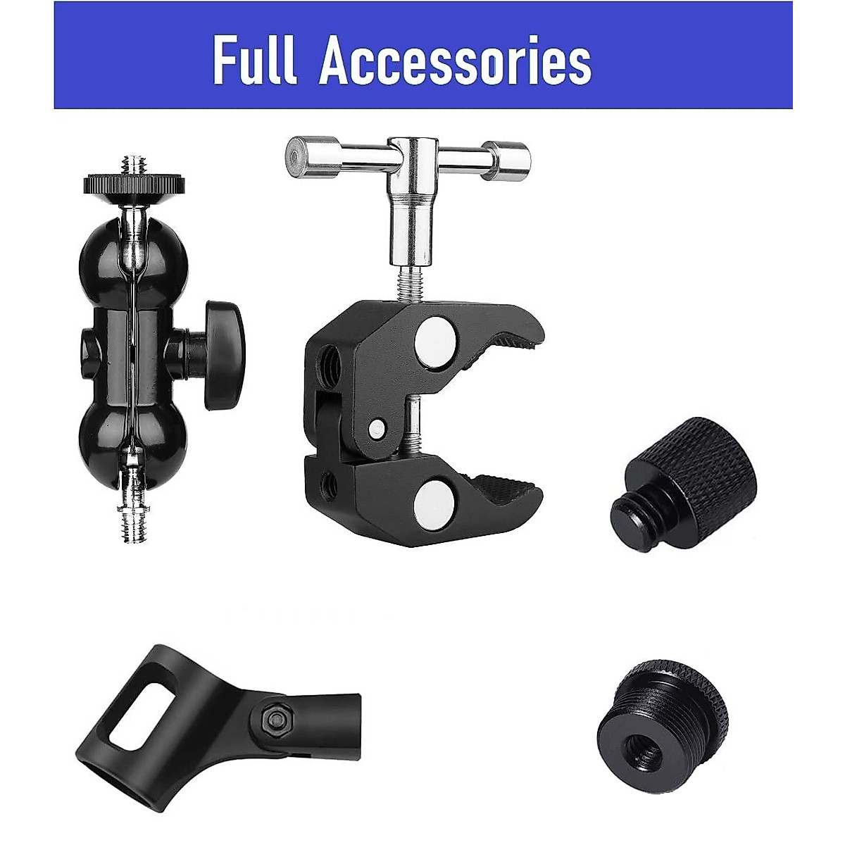 Microphone Clip, Mic Clamp Mount Holder compatible with Shure sm58 sm48 sm81 sm57 Mic, MV5,MV51,PGA52,Sennheiser E835,E945 E935,Nady DM-80 DM-70 Drum,Blue Yeti USB S X Nano microphones