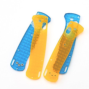 Aibote 1 Pair Transparent Acrylic Handle Scales Replacement Grips Designed for Benchmade Bugout 535 DIY Tool Handles Patch (Blue)