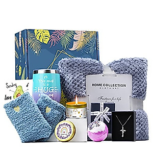 Get Well Soon Gifts for Women Care Package for Women Get Well Gift Basket with Flannel Throw Blankets