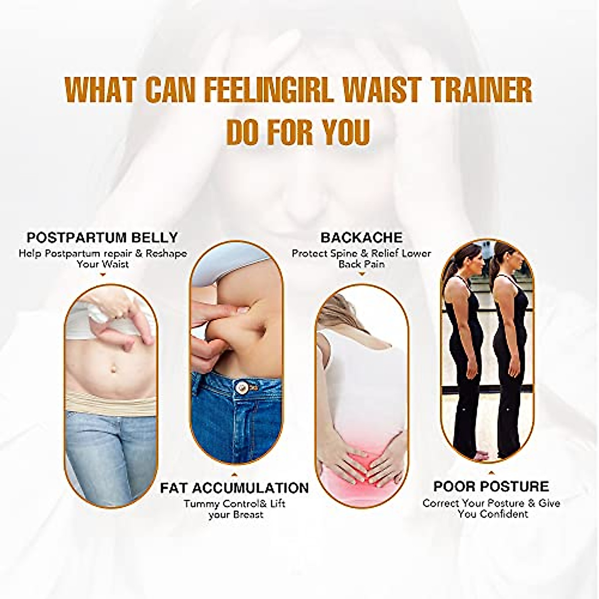 FeelinGirl Waist Trainer for Women Long Torso Waist Trainer Lower Belly Fat Workout Waist Trainer XX-Large