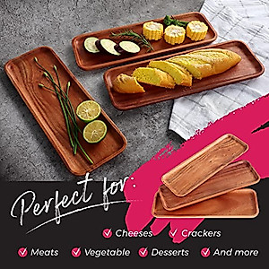 Serving platter (Set of 3-16x5,5inch) Serving Tray, wood serving tray, Dinner Platters Solid Natural Wooden Boards for Food Dinner - Decorative Trays for Eating and Home kitchen Decor