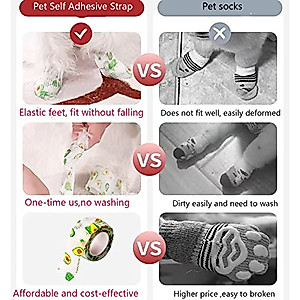 Yeduzyn 5 Rolls Self Adhesive Bandages Disposable Dog Boots Dog Shoes Elastic Stickers Dog Walking Artifact Wound Dressing Dog Feet Protection 5.0cm Width