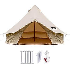 Happybuy Bell Tent for Family Camping Outdoor Hunting Party in 4 Seasons, 9.8ft/3m 100% Cotton Canvas Yurt Tent - w/Stove Jack, Luxury Glamping , Waterproof