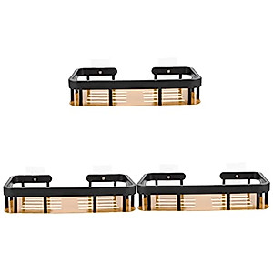 Cabilock 3pcs Bathroom Shelf Wall Mounted Shelves Hanging Storage Organizer Metal Shelving Punch Free Shower Organizer Kitchen Shelf Wall Display Shelves No Drilling Shower Shelves Abs