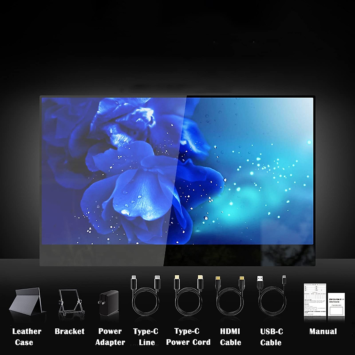 OUMIFA Portable Monitor USB-C 4K 17.3'' HDR FHD IPS Laptop W/Smart Cover & Dual Speakers External for PC Phone PS4 Xbox Switch Slide, 4K touch screen