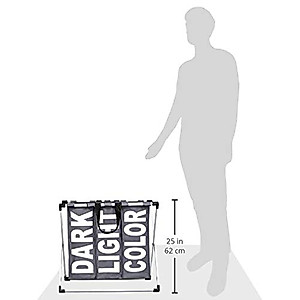 Amazon Basics Triple Laundry Basket Hamper, Dark Grey