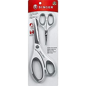 SINGER 07175 Sewing and Detail Scissors Set with Comfort Grip,White,pink
