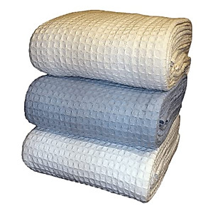 Santa Grace Honeycomb Thermal Waffle Blanket 100% Cotton Queen Ivory