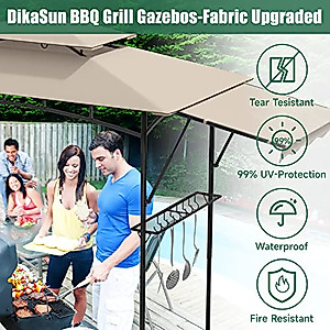 DikaSun Grill Gazebo 11x5 Double Tiered with Extra Shadow BBQ Waterproof Canopy Outdoor Gazebos for Patio, Backyard(Sand)