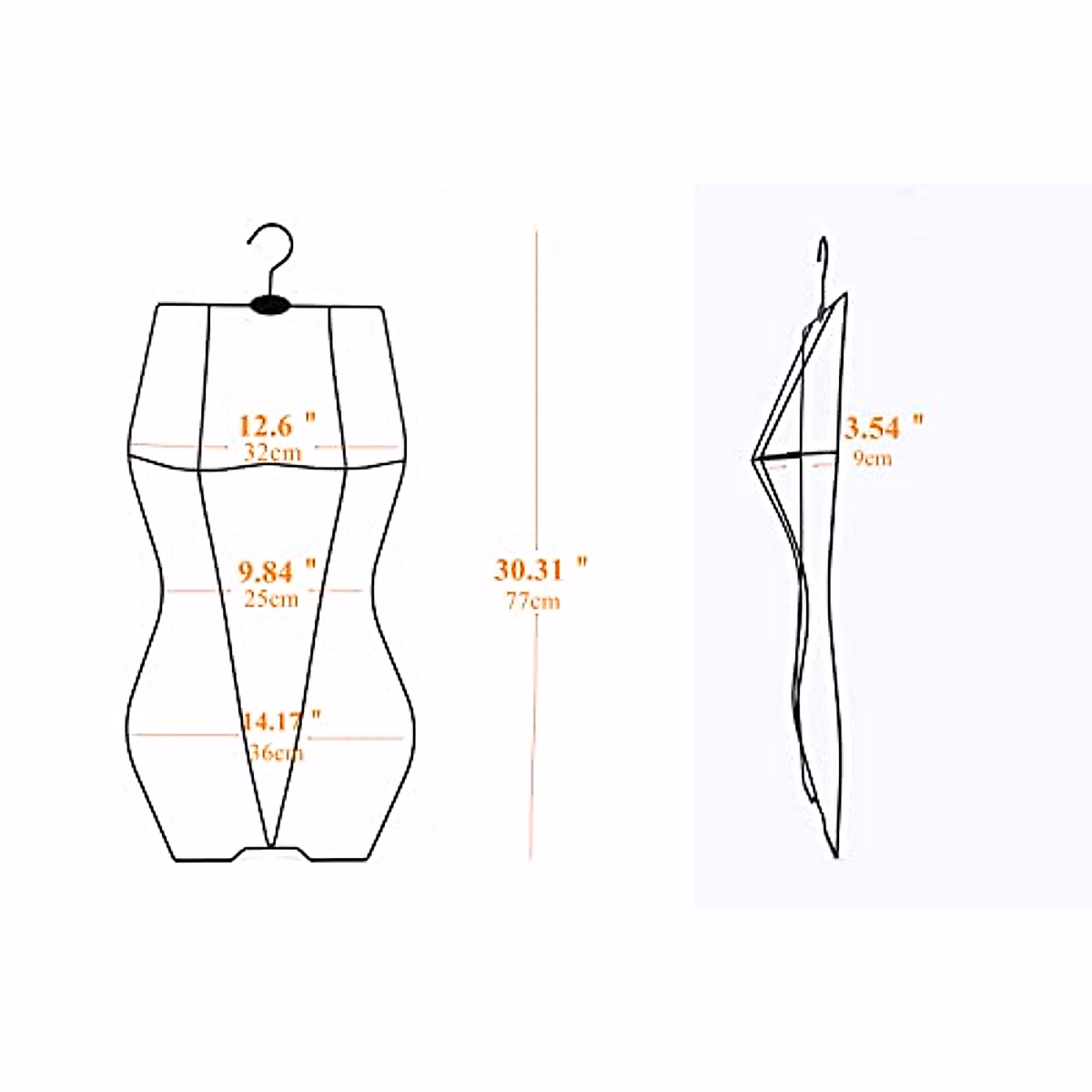 Black Full Body Shape with Chest Metal Wire Swimwear Swimsuit Hanger for Bikini Display Lingerie Hangers(10Pack，Black)