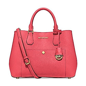 Michael Kors Watermelon Luggage Large Greenwich Leather Tote Grab Bag Purse