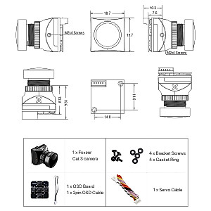 SoloGood FPV Camera FOXEER Micro Cat 3 1200TVL Low Light FPV Night Camera Support OSD for FPV Racing Drone Night Fly（HS1258）