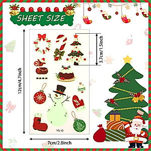 JUNEBRUSHS 20 Sheets Christmas Temporary Tattoos for Kids, Stocking Stuffers Christmas Party Favors Glow in Dark Tattoo Stickers Luminous Tattoos Face Make up Gift Filler Decoration for Boys Girls