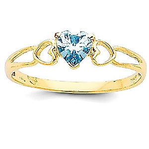 IceCarats 14K Yellow Gold Blue Aquamarine Heart Love Ring March Birthstone Jewelry Size 7