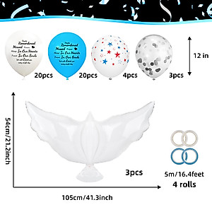 YFDFFSDCY 50 Pack White Dove Memorial Balloons to Release in Sky Biodegradable White and Blue Funeral Remembrance Balloons for Memorial Service, Sabbaths, Condolence, Celebration of Life Decorations