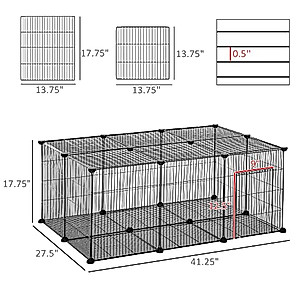 PawHut Pet Playpen Small Animal Cage 22 Panels Portable Metal Wire Yard Fence with Door for Rabbit Chinchilla Hedgehog Guinea Pig