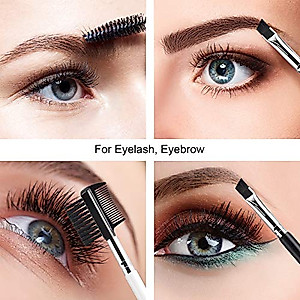 Eyebrow Brush and Comb Set, Ubonjoy 3 Pcs Eye Brow Brush, Professional Spoolie brushes, Firm Thin Angled Eyebrow Brush, Eyeliner Brush Kit, Precision Application & Blending
