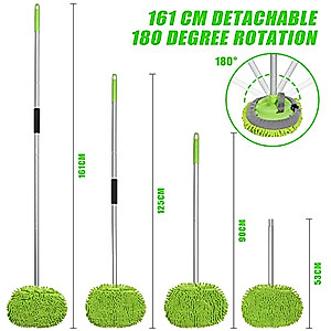 OCR 62" Car Wash Brush with Long Handle, Chenille Microfiber Car Wash Mop, Car Wash Mop with Detachable Pole, Windshield Squeegee, Wheel Brush, Car Cleaning Supplies Kit for Truck, RVs, Pickups