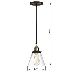 YaoKuem Pendant Lighting Fixture, Hanging Ceiling Lights, E26 Medium Base Max. 60 Watts, Clear Glass Cover, Bulbs not Included, 2-Pack