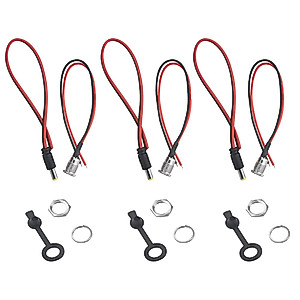 SDTC Tech 3 Sets 5.5 x 2.5 MM 10A DC Power Jack Socket Threaded Female Mount Connector Adapter & 12V Male DC Power Pigtail Cable with Dustproof Plug