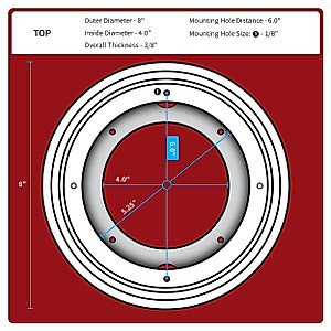 TROOPS BBQ 8-Inch Lazy Susan Turntable Steel Ball Bearing for Table, Kitchen Countertop, Pantry, Cabinet, Spices, Makeup, TV Stand, Rotating Swivel Base Plate, 700-lb Load Capacity, 11/32 Thick