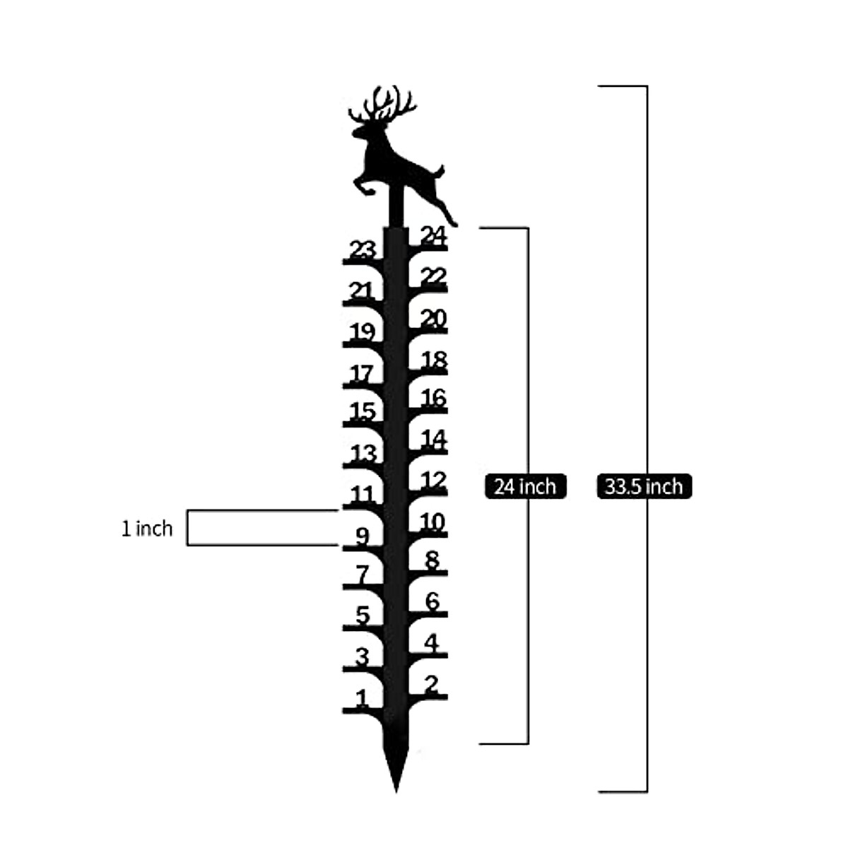 Flexyony Outdoor Snow Gauge 24 Inch Iron Art Snow Gauge Detachable Christmas Snowflake Snowfall Measuring Gauge Handmade Snow Measuring Stick for Garden Yard Christmas Decoration Gift (C-Elk)