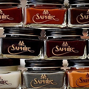 SAPHIR Medaille d'Or Pommadier Cream 75ml – Natural Cream Leather Shoe Polish, Leather Conditioner for Boots, Handbags - Black
