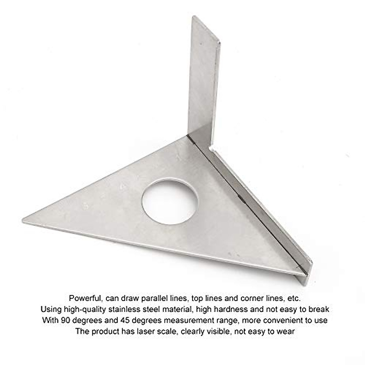 Square Layout Miter Triangular Ruler, Stainless Steel 90° 45° Mitre Angle Measuring Template Tool Carpenter's Layout Ruler Gauge