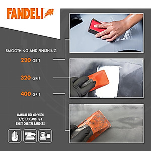 Fandeli | Pack Multi-Purpose Sandpaper Pack + Waterproof Sandpaper | 50 Sheets | Assorted Multi-Purpose (80, 120, 220), Waterproof (220, 320, 400) | 23 x 28 cm | Perfect for Sanding Metal and Wood