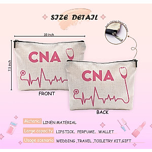 Pink CNA Certified Nursing Assistant Makeup Bag Travel Cosmetic Bags for Women Girls,Retro 70s Groovy Cosmetic Bags with Zipper Pouch Travel Toiletry Case,CNA Medical Student Gift,CNA Week Gift