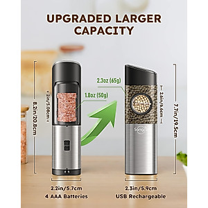 Gravity Electric Salt and Pepper Grinder Set & 800W Blender for Shakes and Smoothies with 57oz Glass Jar & 10oz Grinding Cup BPA Free