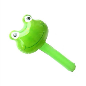 Dzrige Inflatable Frog Hammer with Sound Bell Big Eye Frog Stick Hammer Frog Inflatable Stick Balloon Funny Handle Hammer Toys for Theme Party Wedding Birthday Kids Party Decor (3Pcs)