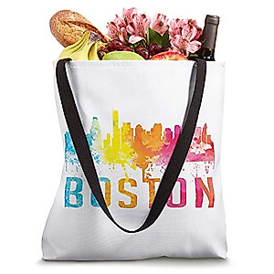Boston Massachusetts Retro Watercolor City Skyline Souvenir Tote Bag