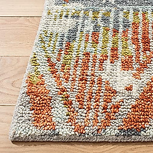 SAFAVIEH Samarkand Collection 9' x 12' Red/Green SRK180Q Hand-Knotted Boho Tribal Distressed Premium Wool Living Room Dining Bedroom Area Rug