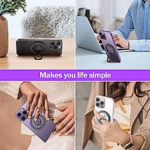 MagSafe Phone Grip, MagSafe Ring Holder Adjustable Kickstand Removable Magnetic Grip Compatible with Wireless Charging Only for iPhone 14 & 13 & 12 Series (Black)