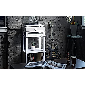 Andover Audio SpinStand Rack for Records and Audio Components - Metal-Reinforced, Holds 150 LPs, Optimum Height & Storage Space, Ideal for Turntables, Vinyl, Spinbase, and Hi-Fi Systems - White