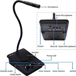 CallToU Window Speaker Intercom System,Dual Way Anti-Interference Intercommunication Microphone Talk Through Glass Window,for Business,Bank,Office,Hospital,Counter,Store,Station,School and More