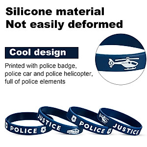 SATINIOR Police Party Favors Police Silicone Rubber Bracelets Wristbands for Police Themed Birthday Party Police Graduation Party Decorations (24)