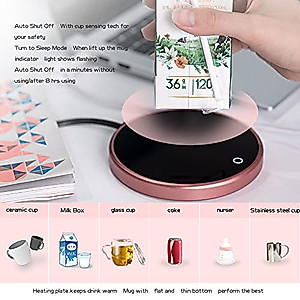 HAOY Coffee Warming Mug, Electric Coffee Warmer for Desk Use Beverage Cup Candle Wax Heater Plate Touch Control Cups Mug Hot Thermostat Heating Coffee, Beverage, Milk, Tea and Hot（Gold）