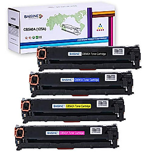 CP1215 Toner Replacement for HP 125A CB540A, BAISINE 4-Pack (CB540A Black, CB541A Cyan, CB542A Yellow, CB543A Magenta), Used in HP CP1518ni CP1215 CM1312nfi CP1515n CM1312 MFP Printer