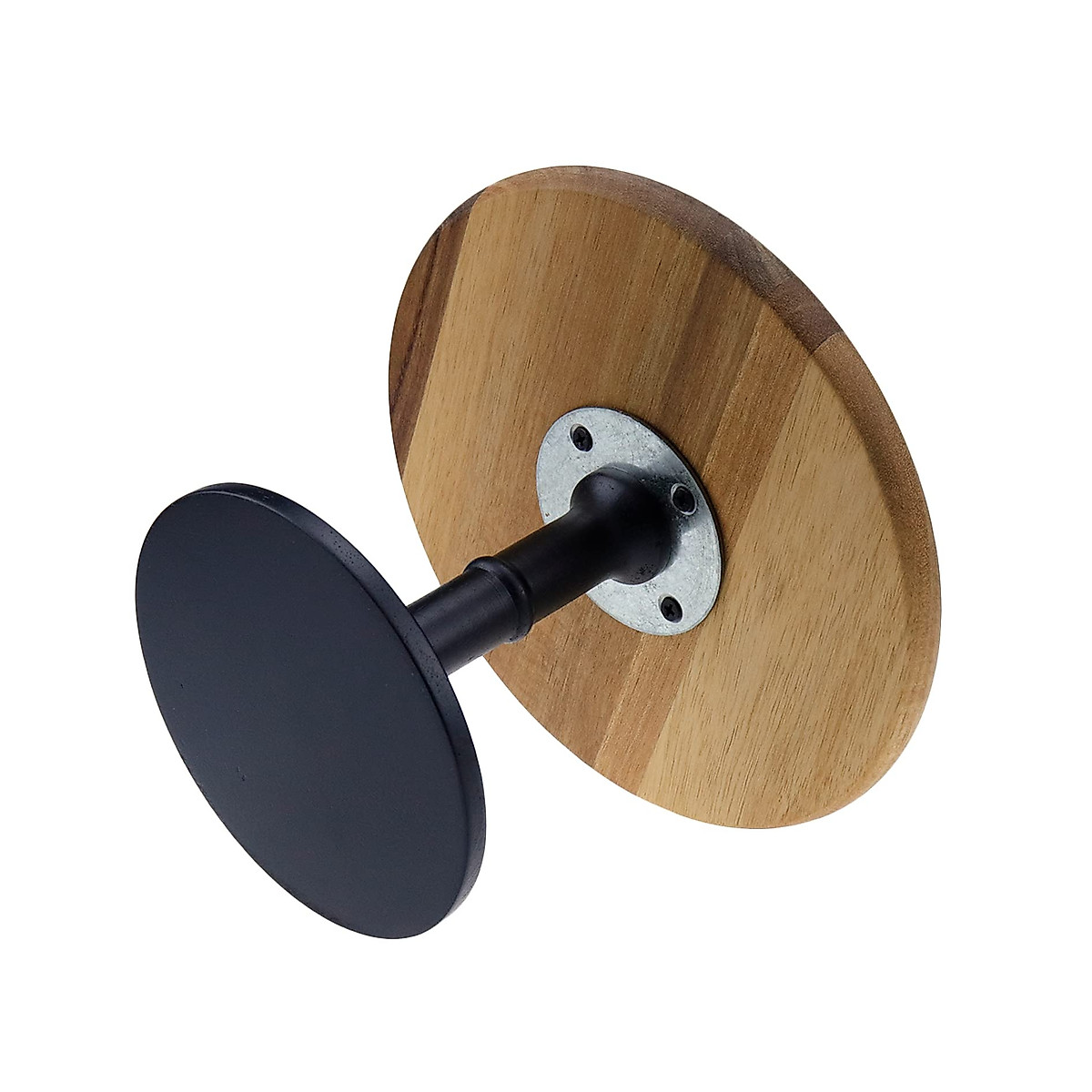 MY MIRONEY 7.87" Wooden Cake Stand Rustic Cake Holder with Black Base Round Cupcake Holder Wedding Cake Pedestal Stand for Dessert Table, Birthday Party, Home Decor